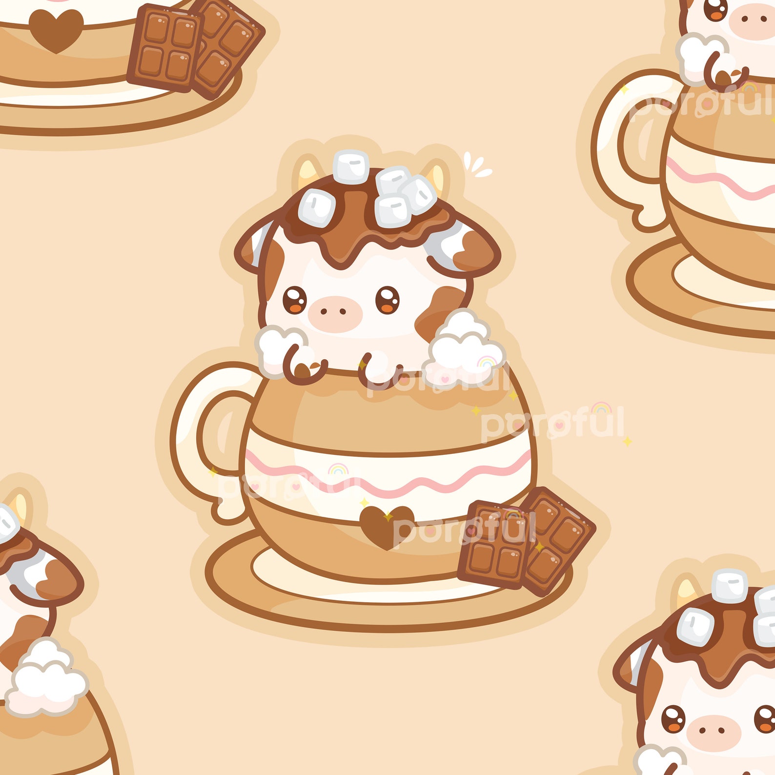 Cute Cow Vinyl Sticker / Chocolate Cow Sticker / Hot Cocoa Cow Sticker ...