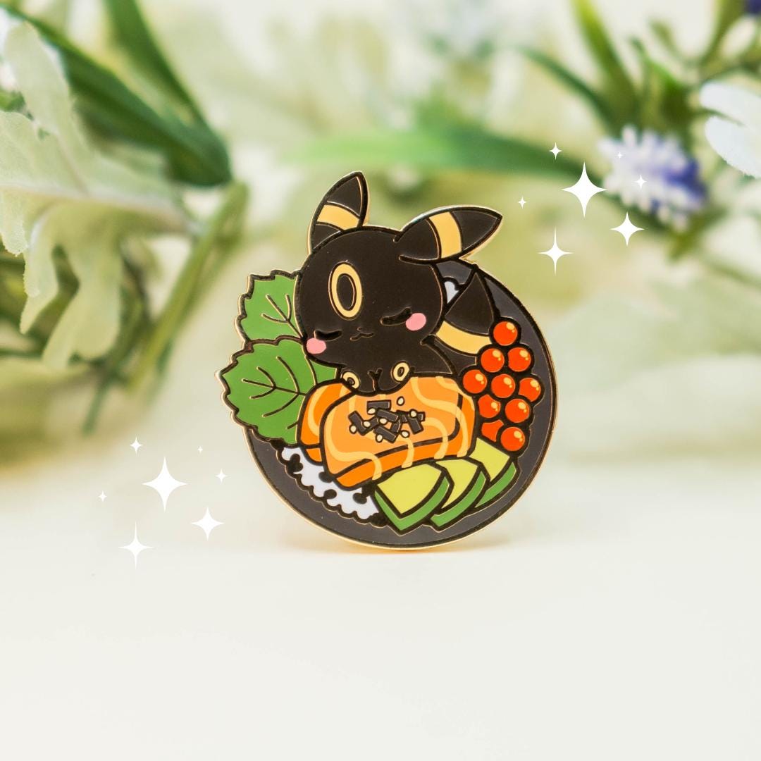 Umbreon Sushi Bowl Pin / Kawaii Poke Bowl Enamel Pin / Eeveelution Food ...