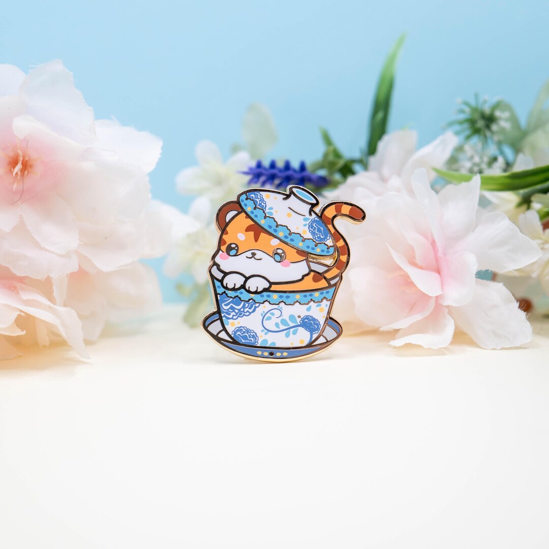 Blue Porcelain Tiger Enamel Pin / Cute Chinese Zodiac Pin / Jade Zodiac ...