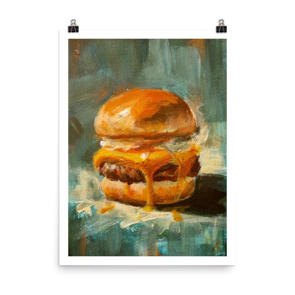 Burger With Golden Drip – Bold Food Art Print - Etsy