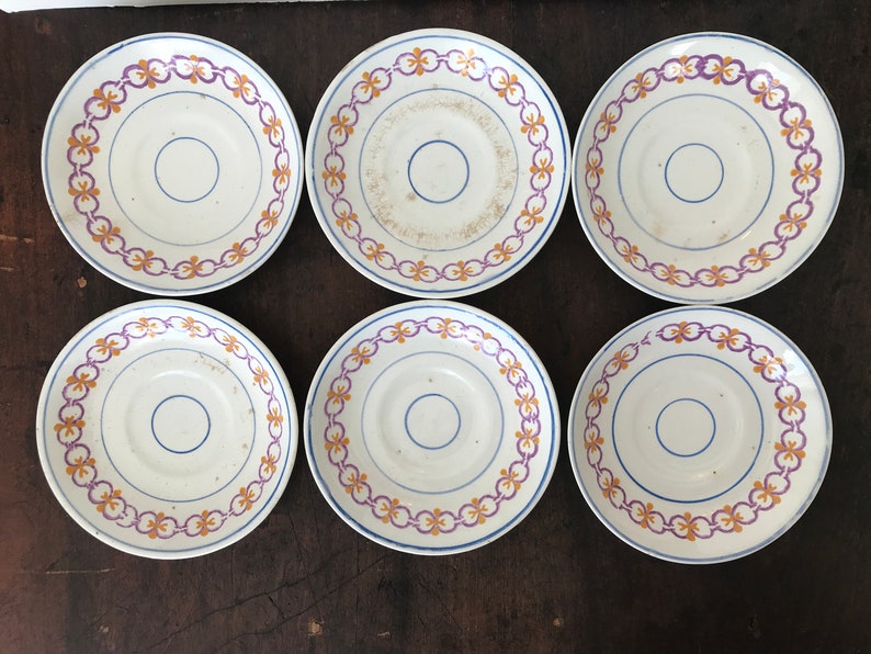 Set of Six Stick Spatter Cups and Saucers Antique 1800s Tea | Etsy