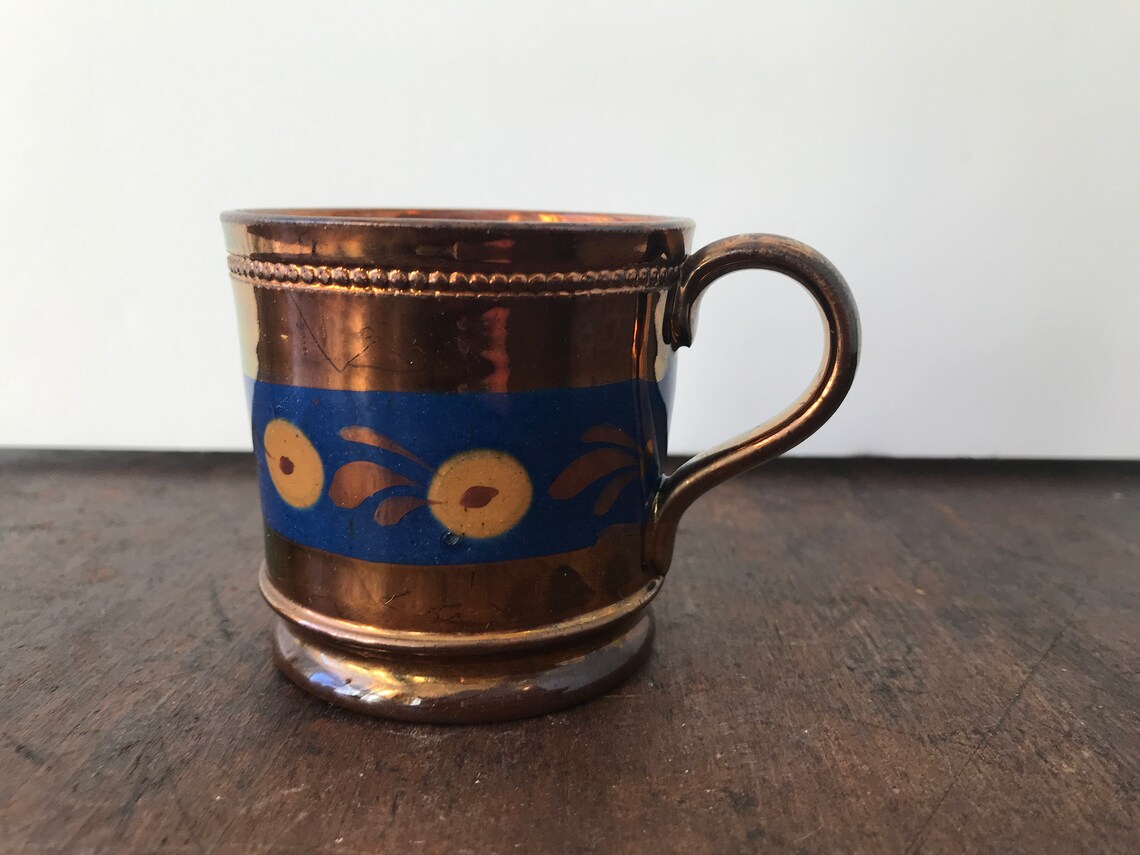 1850s Copper Lusterware/lustreware Vintage Blue and Copper | Etsy