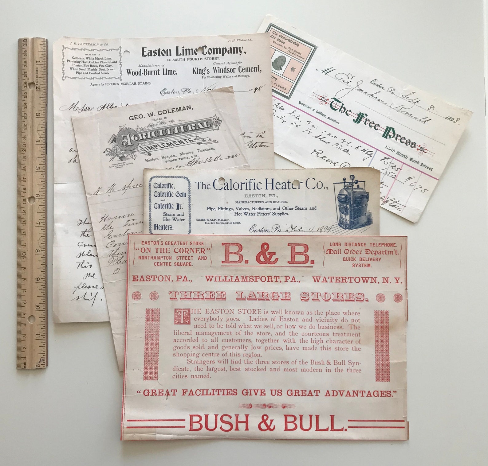 Letterhead Receipt and Advertising From Easton | Etsy