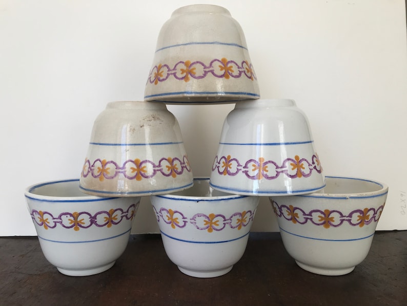 Set of Six Stick Spatter Cups and Saucers Antique 1800s Tea | Etsy