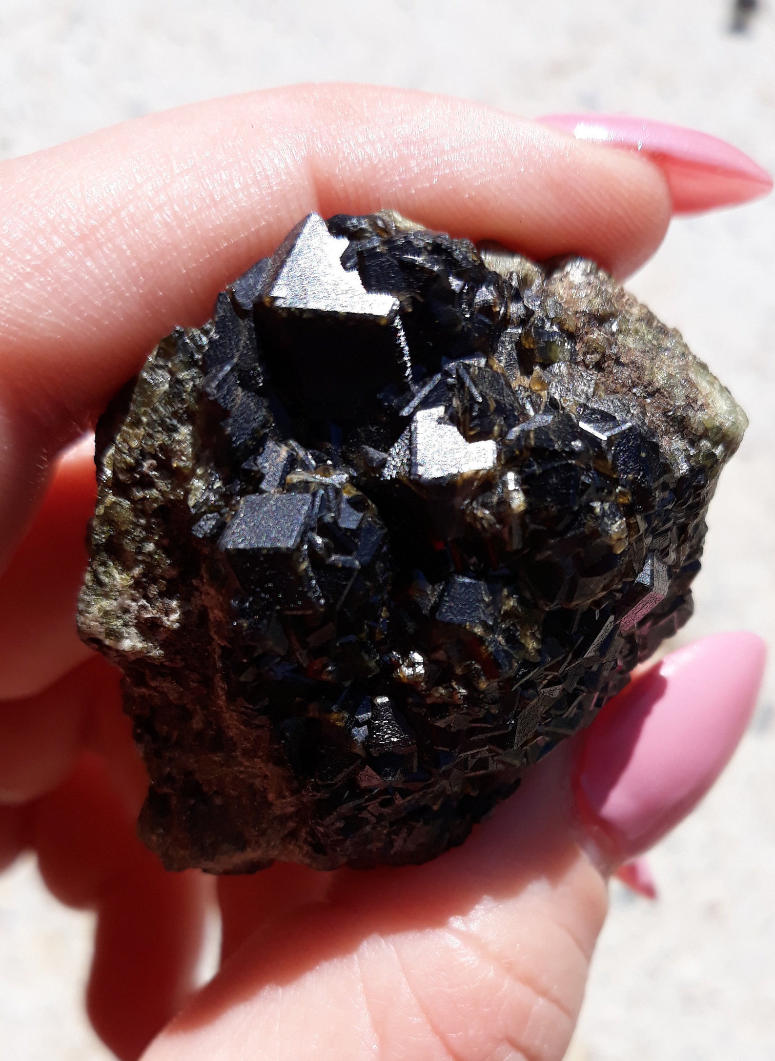 Garnet Crystal Melanite on Epidote Gemstone Black Brown | Etsy