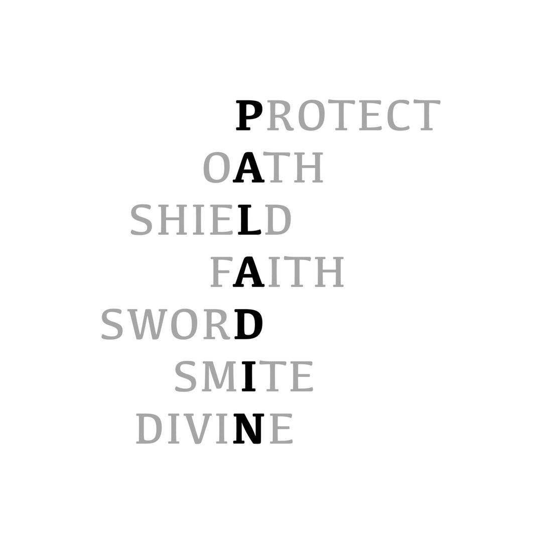 Paladin One-word Poem/acronym, SVG File, Dungeons and Dragons, RPG ...