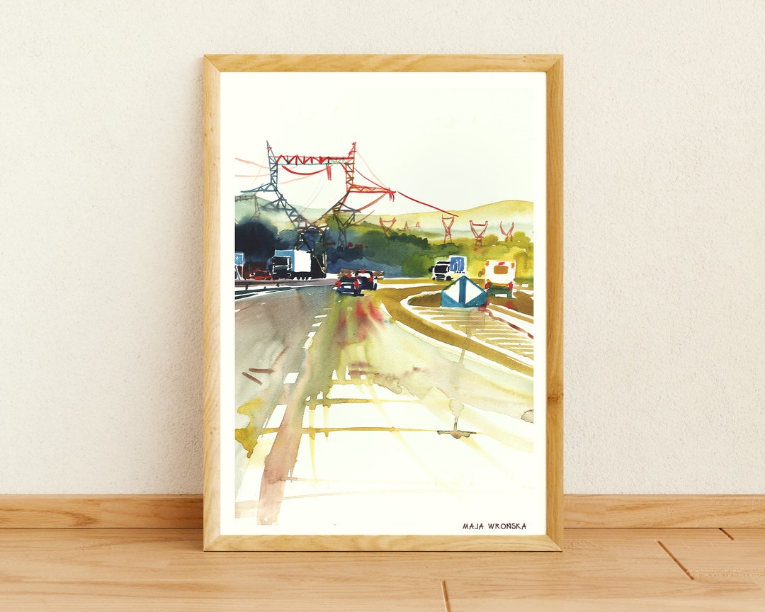 France Autoroute A46 Art Print, France Art Print, Freeway Print, Road ...