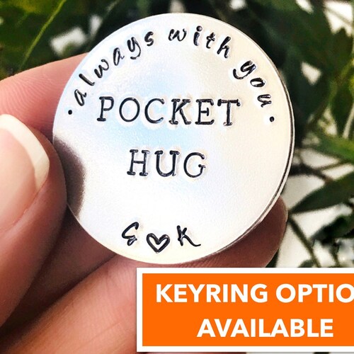 Pocket Hug Personalised Coin or Keyring / Pocket Token / - Etsy