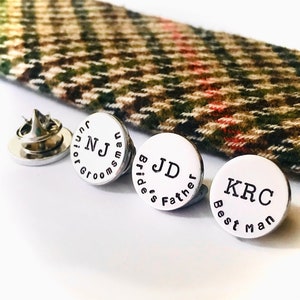 Hand Stamped Lapel Pin Tie Pin // Wedding Party // Customisable ...