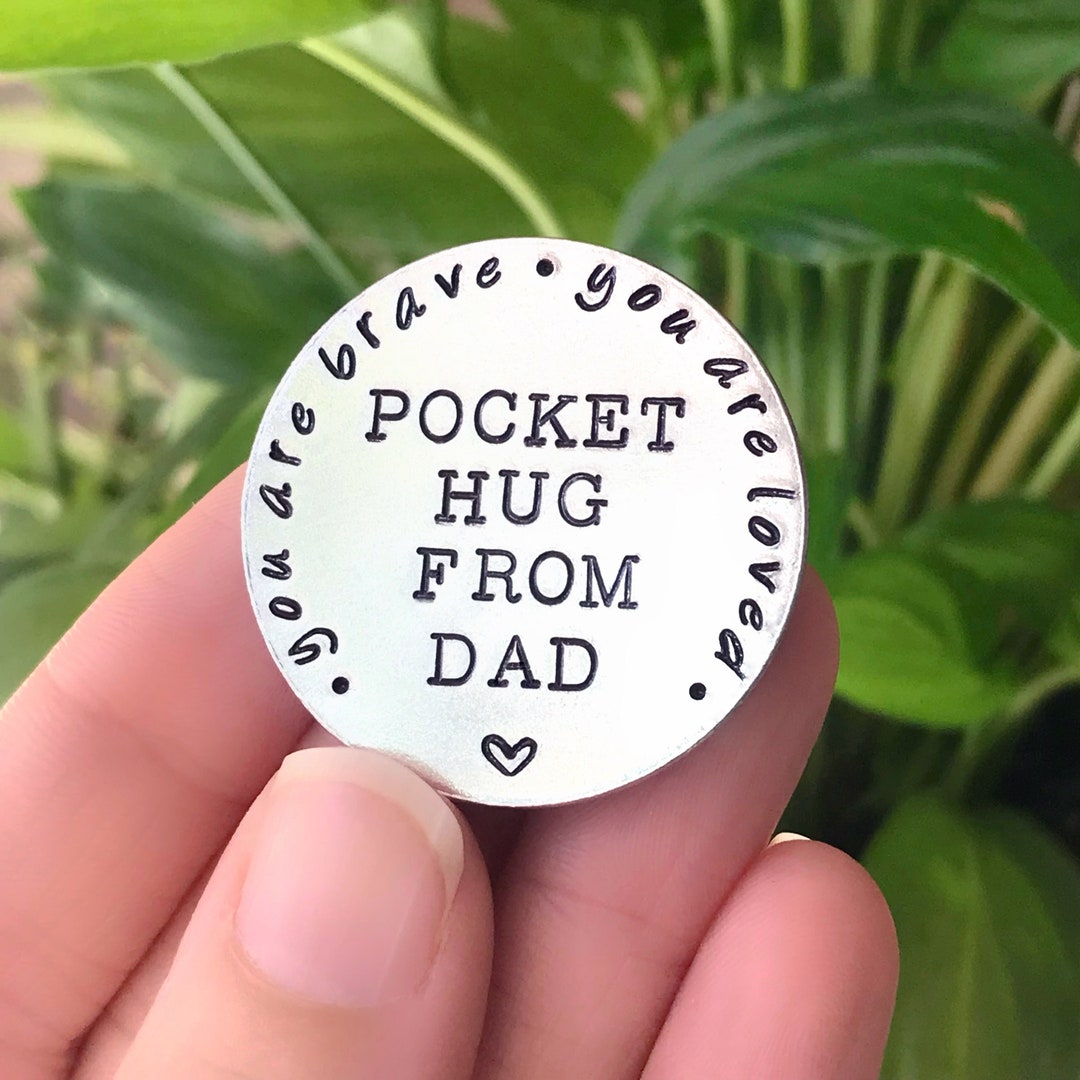 First Day of School Pocket Hug From Dad Mum // Keyring Coin Tag ...