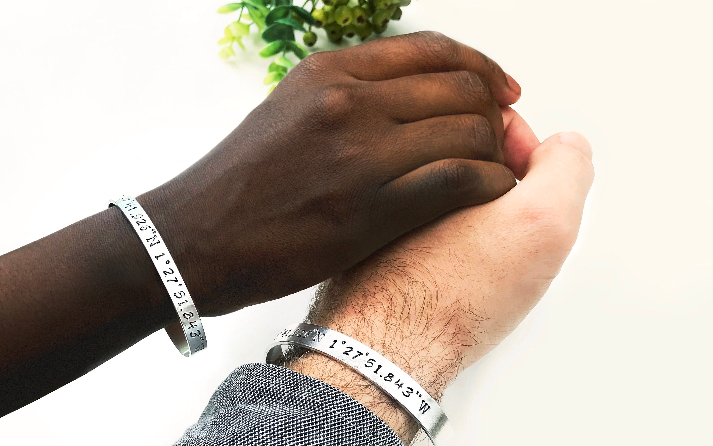 Hand Stamped Couple’s Bracelets // Special Place Coordinates Matching ...