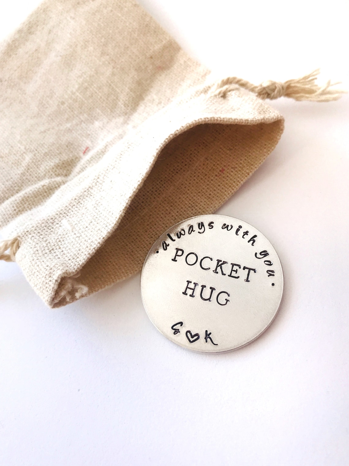 Personalised Pocket Hug Coin Keyring Hanging Ornament / Long | Etsy