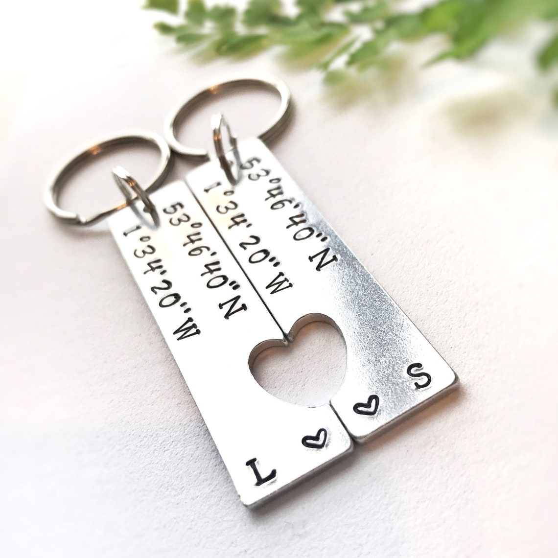 Personalised Coordinates Keyring // Couples Keychain // His | Etsy