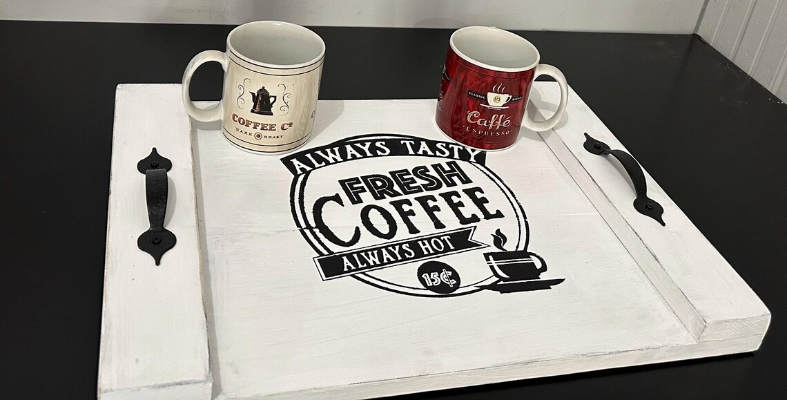 Fresh Coffee Serving Tray, Coffee Serving Tray, Wood Serving Tray ...