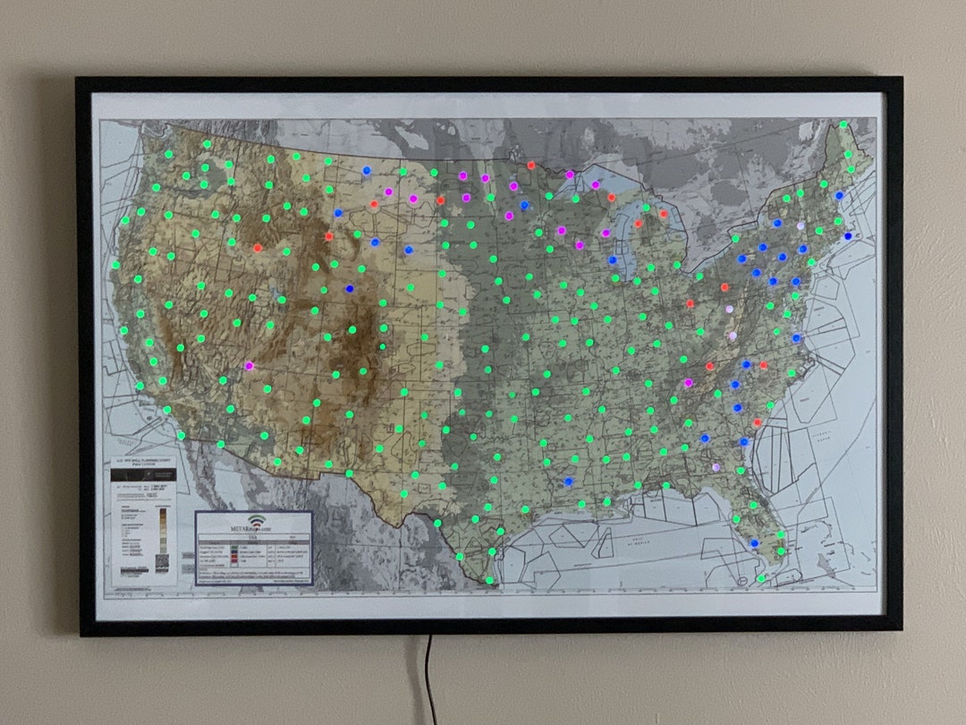 USA Aviation Weather LED Map: Real-time Pilot Gift, Home Decor (36x24 ...