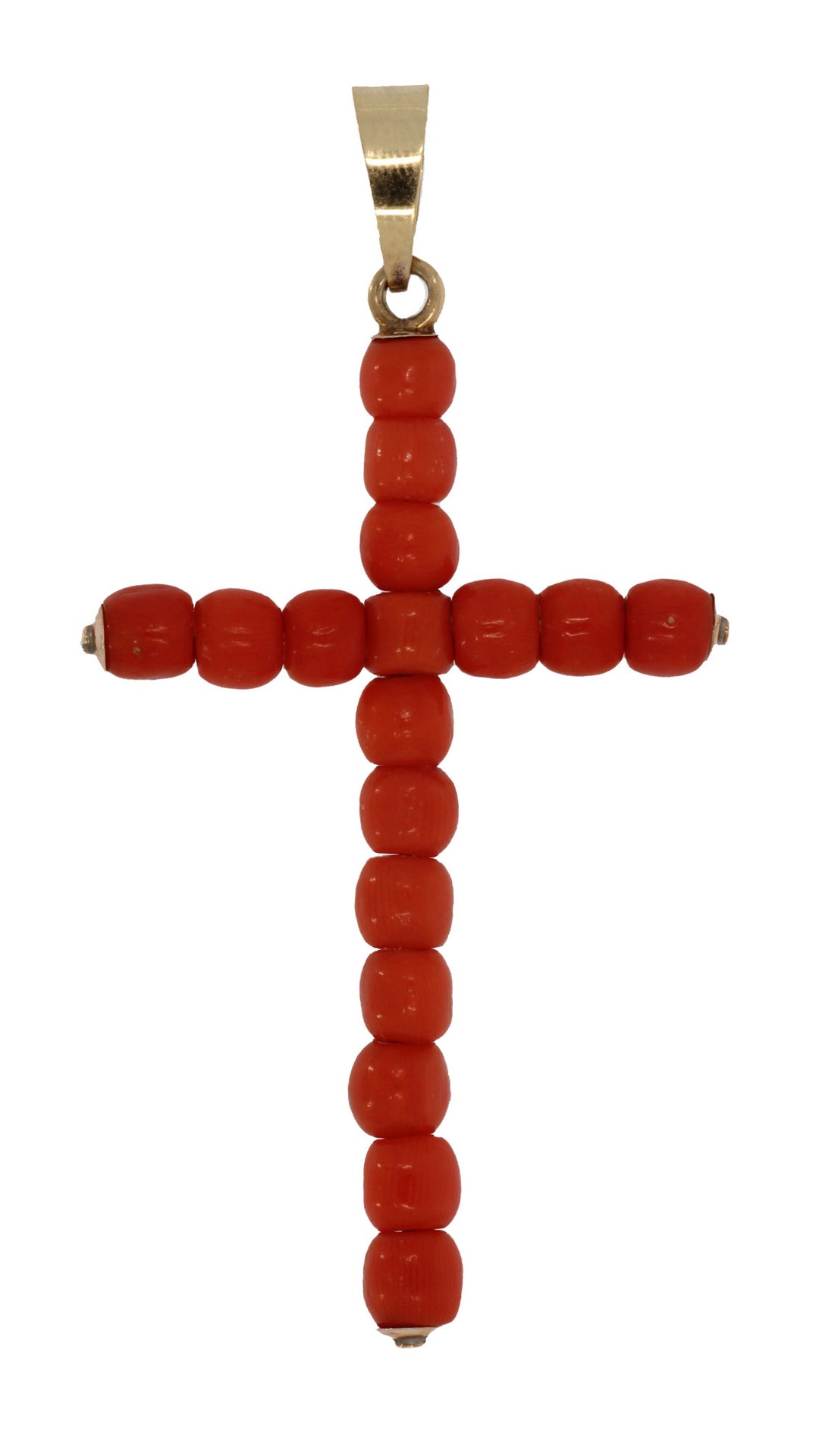Pendentif croix corail rouge Pendentif doré antique avec corail sanguin ...