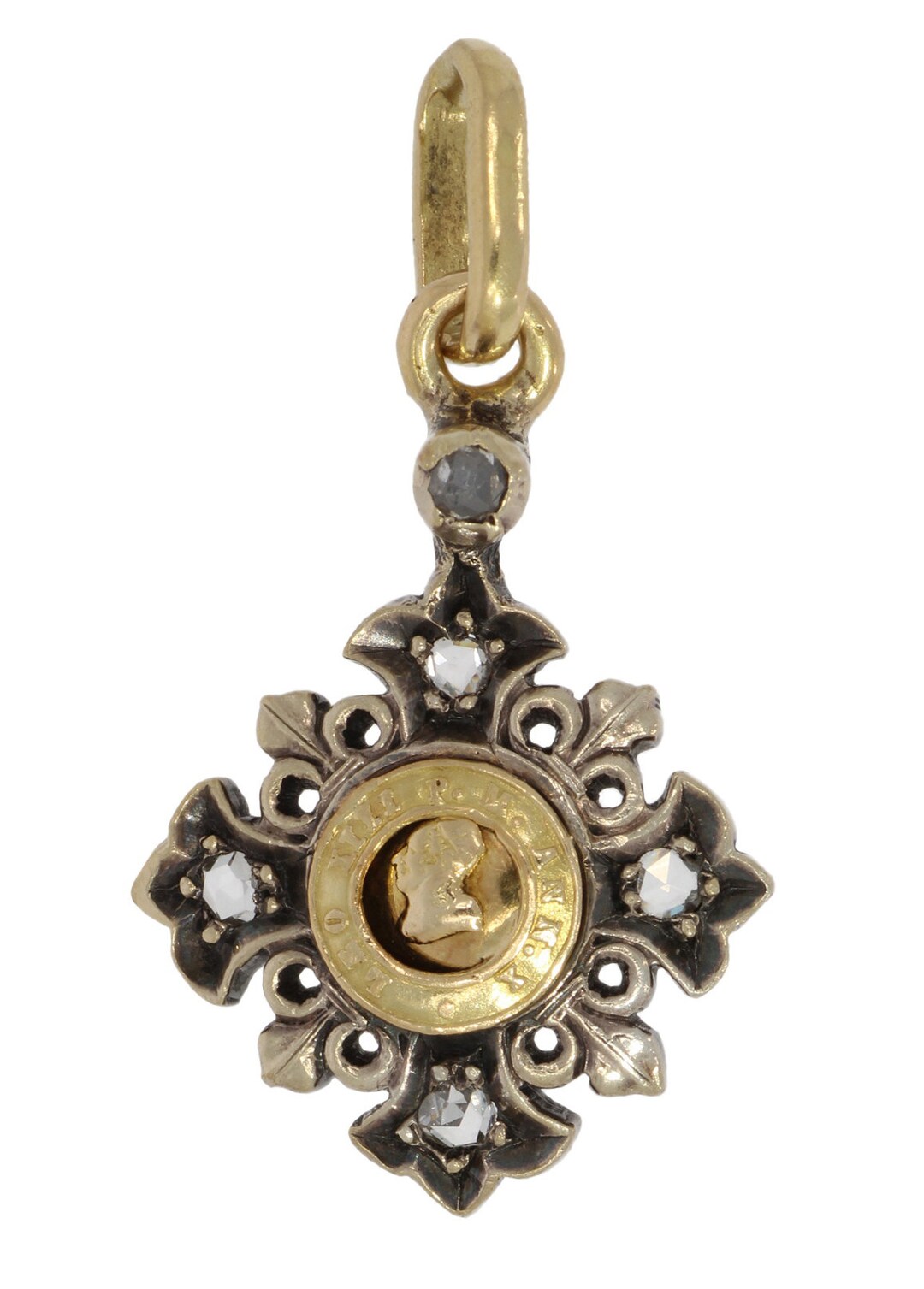 Catholic Pendant Gorgeous Gold Vintage Pendant With Diamonds Pope Leo ...