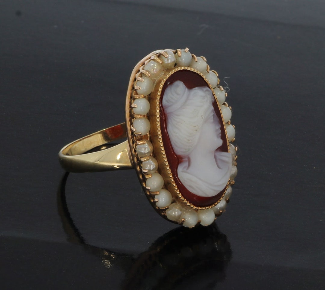 Cameo Ring Made by Hand From 14 Karat Gold and Shell Cameo • Decorated ...