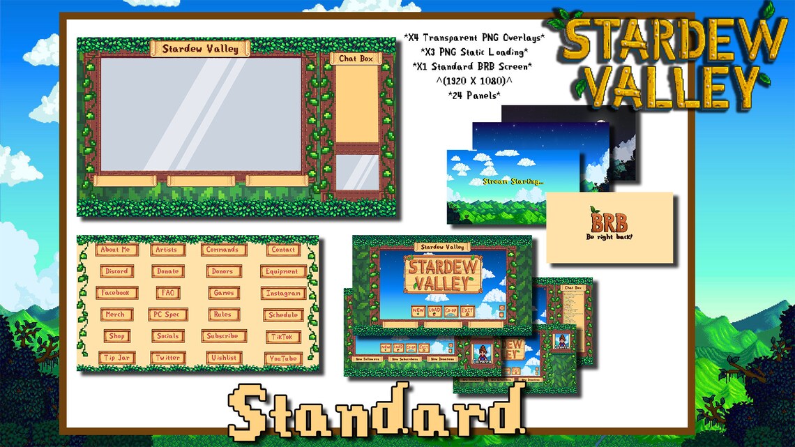 Cozy Stardew Valley Themed Twitch Standard Package | Twitch Streaming Overlays, Screens & Panels ...