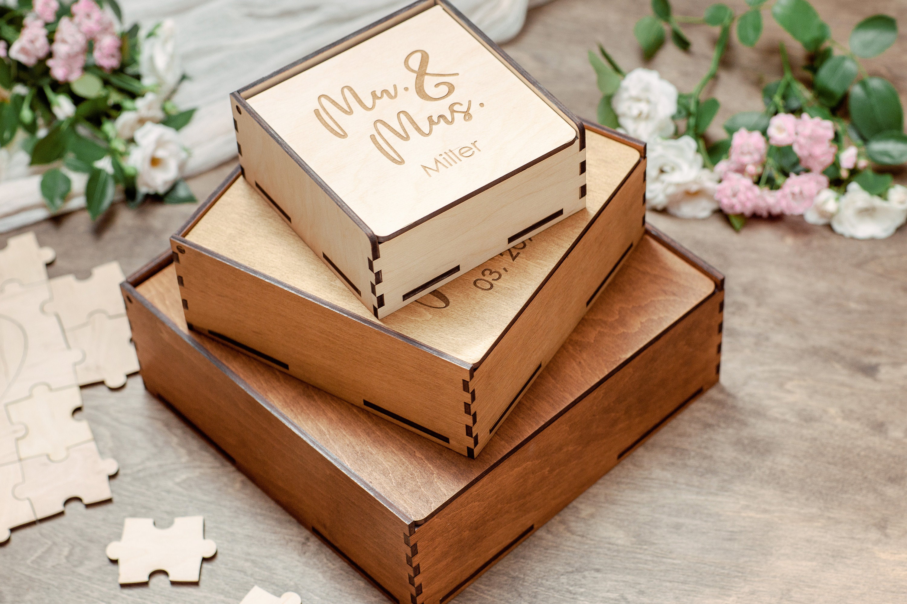 Personalized Puzzle Guestbook, Photo Puzzle Guest Book, Wooden Wedding ...