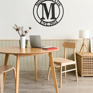 Wooden Last Name Sign, Circle Wedding Name Sign, Monogram Sign Wall ...