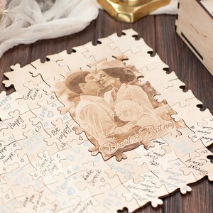 Personalized Puzzle Guestbook, Photo Puzzle Guest Book, Wooden Wedding ...