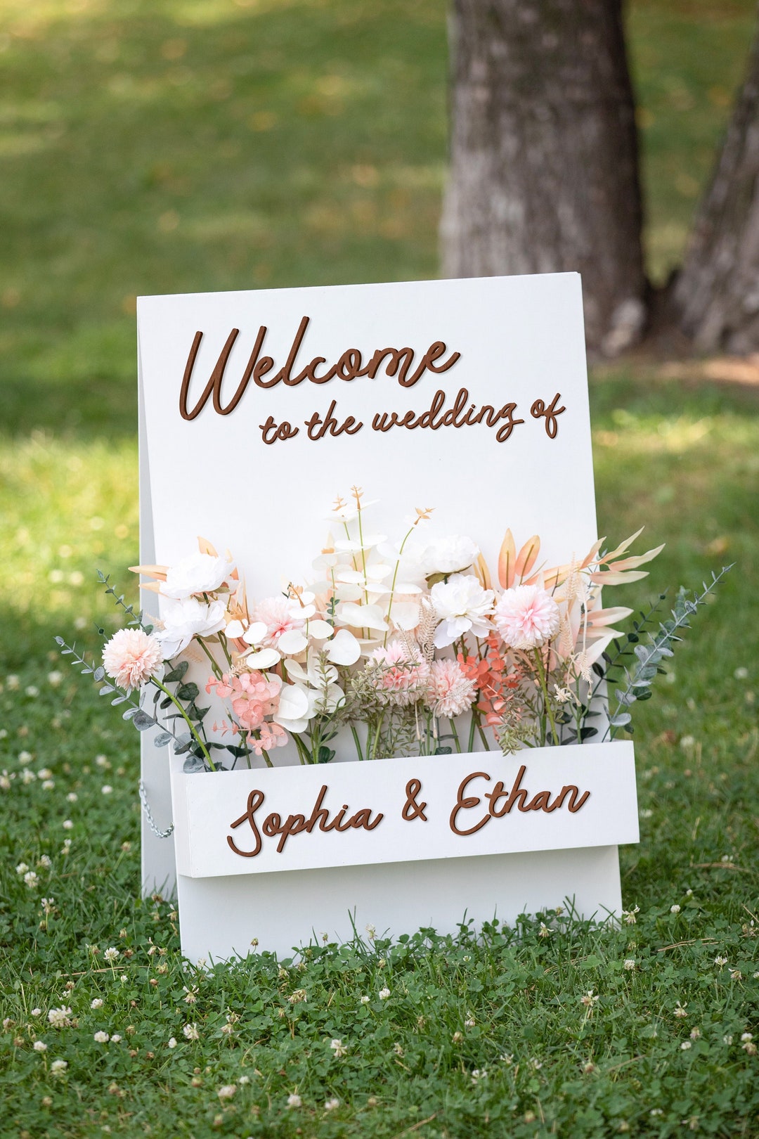 Personalized Flower Box Welcome Sign, Wooden Wedding Sign, Elegant ...
