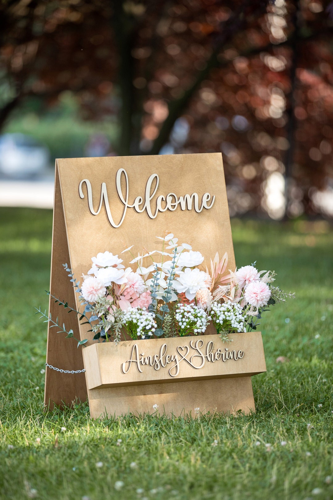 Personalized Flower Box Welcome Sign for Wedding Decor, Wooden Wedding ...