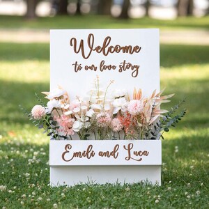 Wedding Flower Box Welcome Sign, Personalized Flower Box Wooden ...