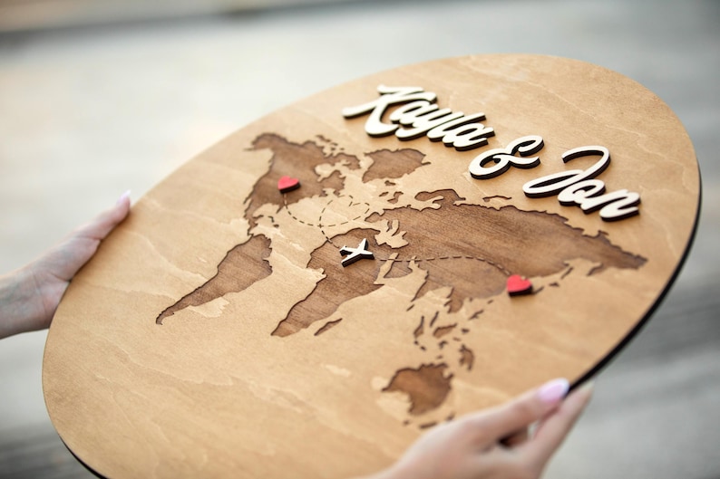 Wedding Guest Book Alternative, Personalized World Map Guest Book ...