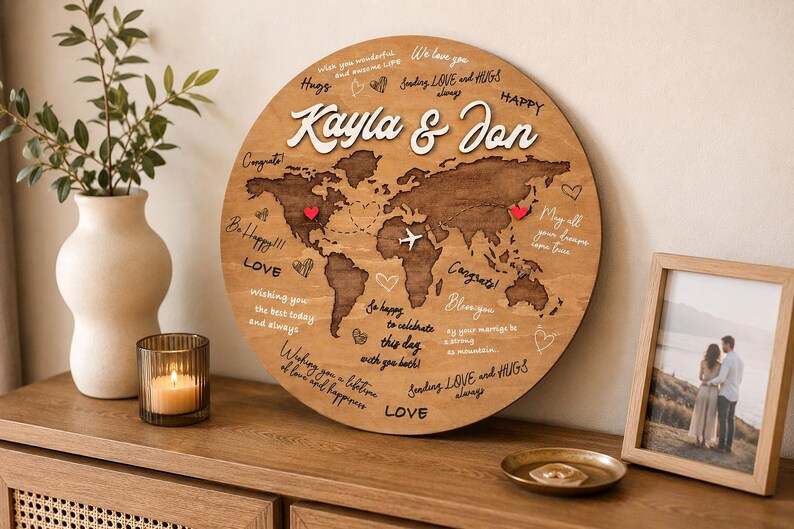 Wedding Guest Book Alternative, Personalized World Map Guest Book ...