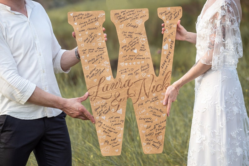 Alternative Guest Book Monogram Wooden Guest Book Sign - Etsy
