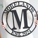 Wooden Last Name Sign, Circle Wedding Name Sign, Monogram Sign Wall ...