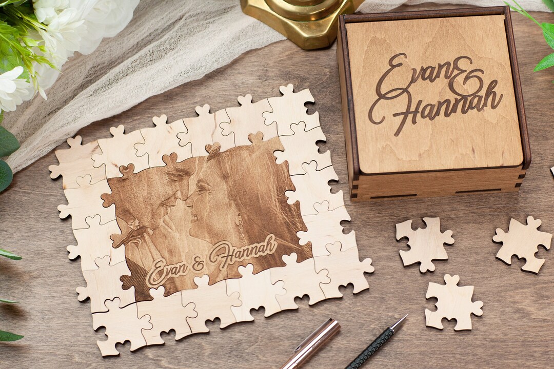 Wedding Guest Book Wooden Jigsaw Puzzle, Wedding Puzzle , Wedding Guest ...