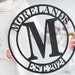 Wooden Last Name Sign, Circle Wedding Name Sign, Monogram Sign Wall ...
