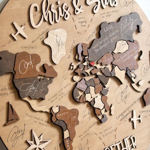 Wedding Guest Book Wooden World Map, Guest Book Sign Adventure Awaits ...