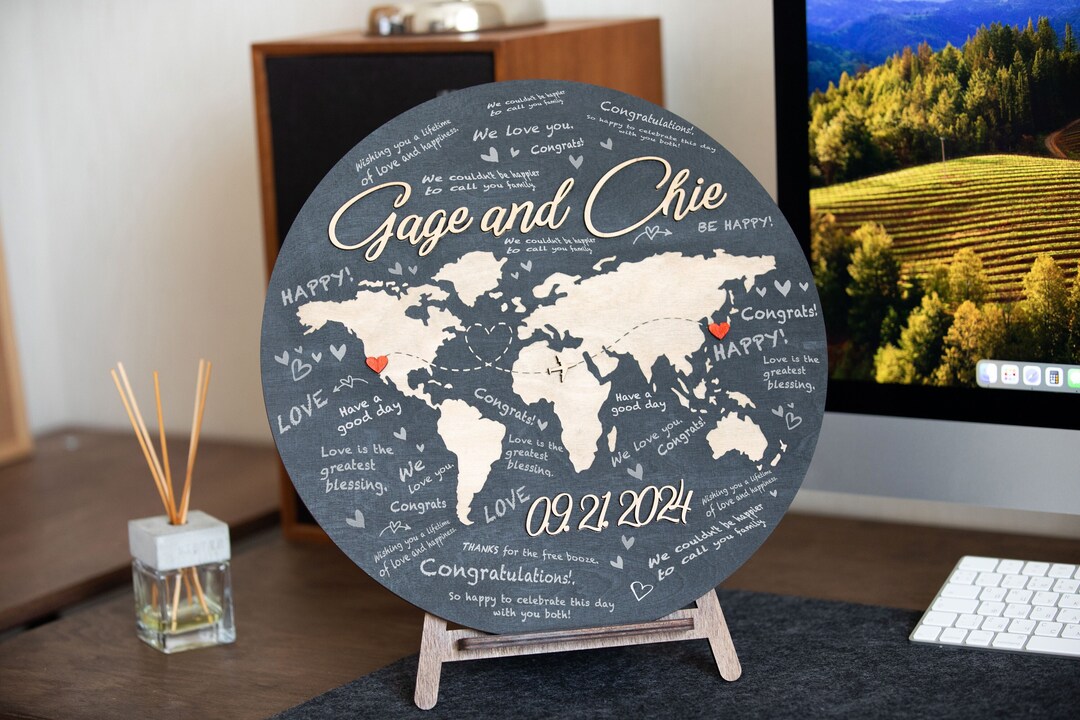 World Map Wedding Guest Book Alternative, Adventure Awaits Guest Book ...