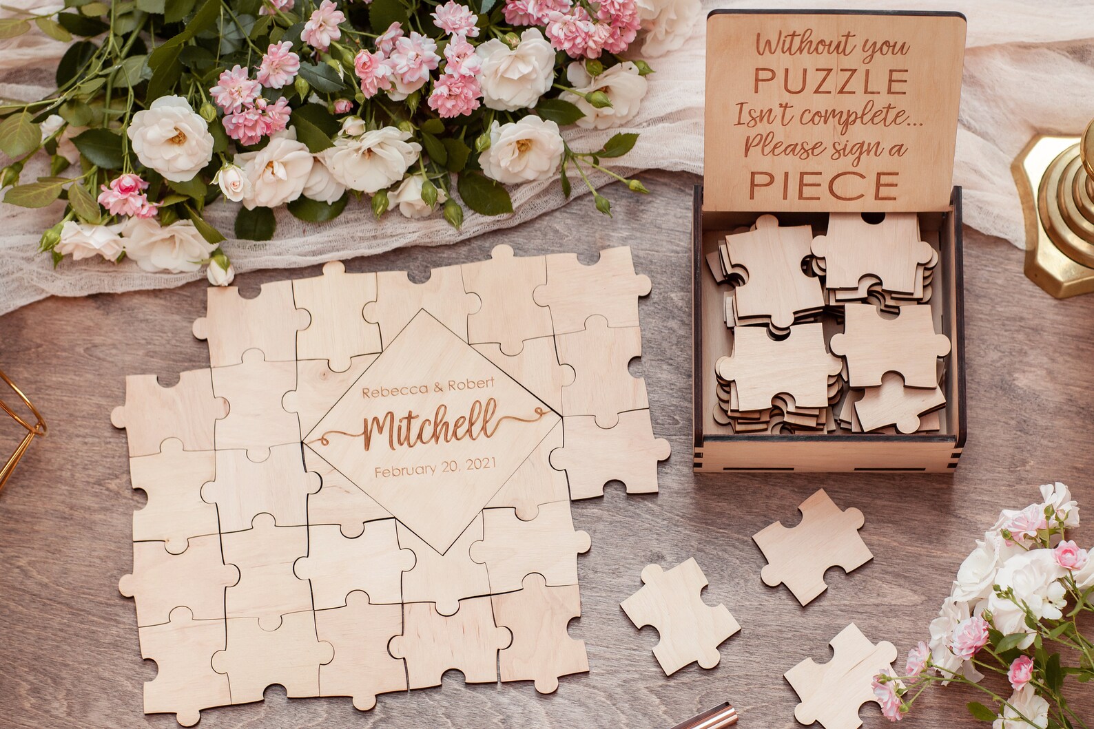 Puzzle Guest Book Wedding Wooden Guest Book Alternative Guest - Etsy