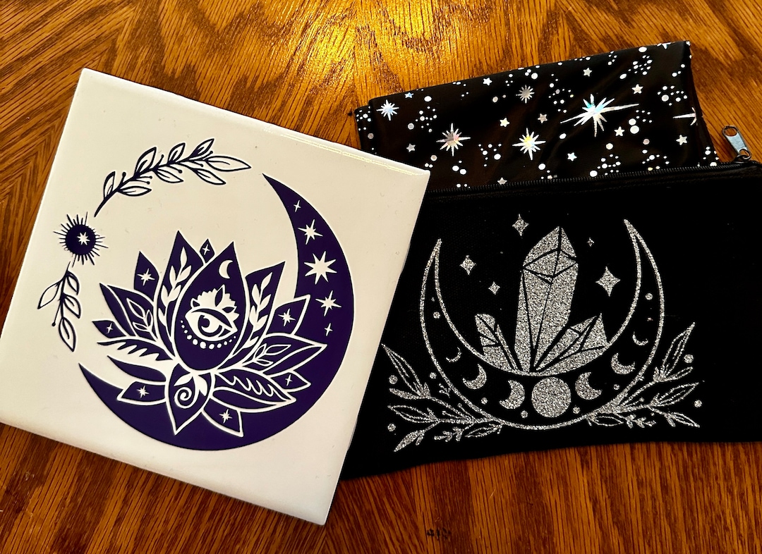Witch | Wiccan | Mini Magick Altar Kit | Lotus on Crystal Crescent Moon ...
