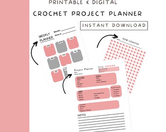 Digital File Printable Crochet Project Planner 4 Pages - Etsy