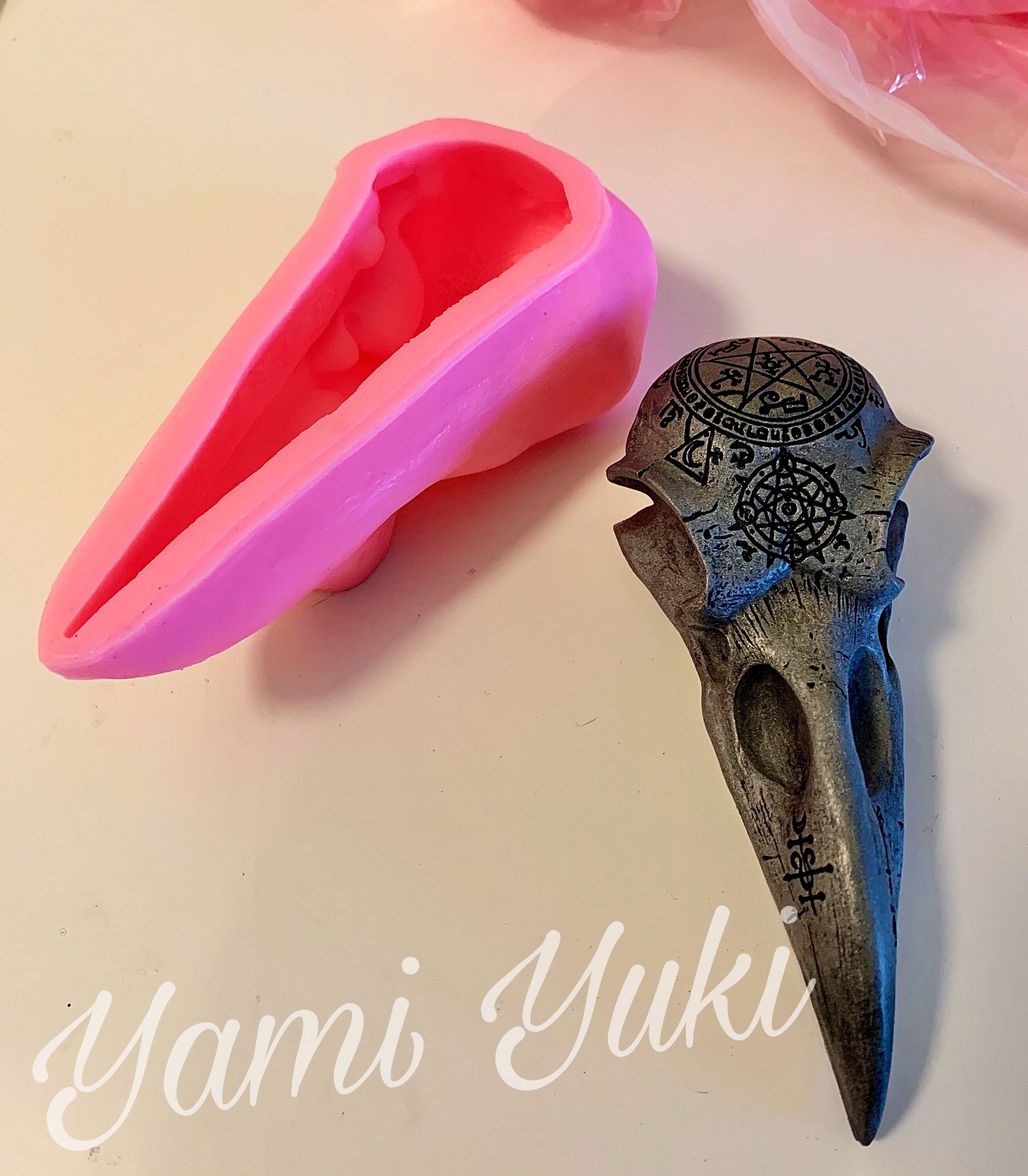 Raven on Skull Mold - Etsy