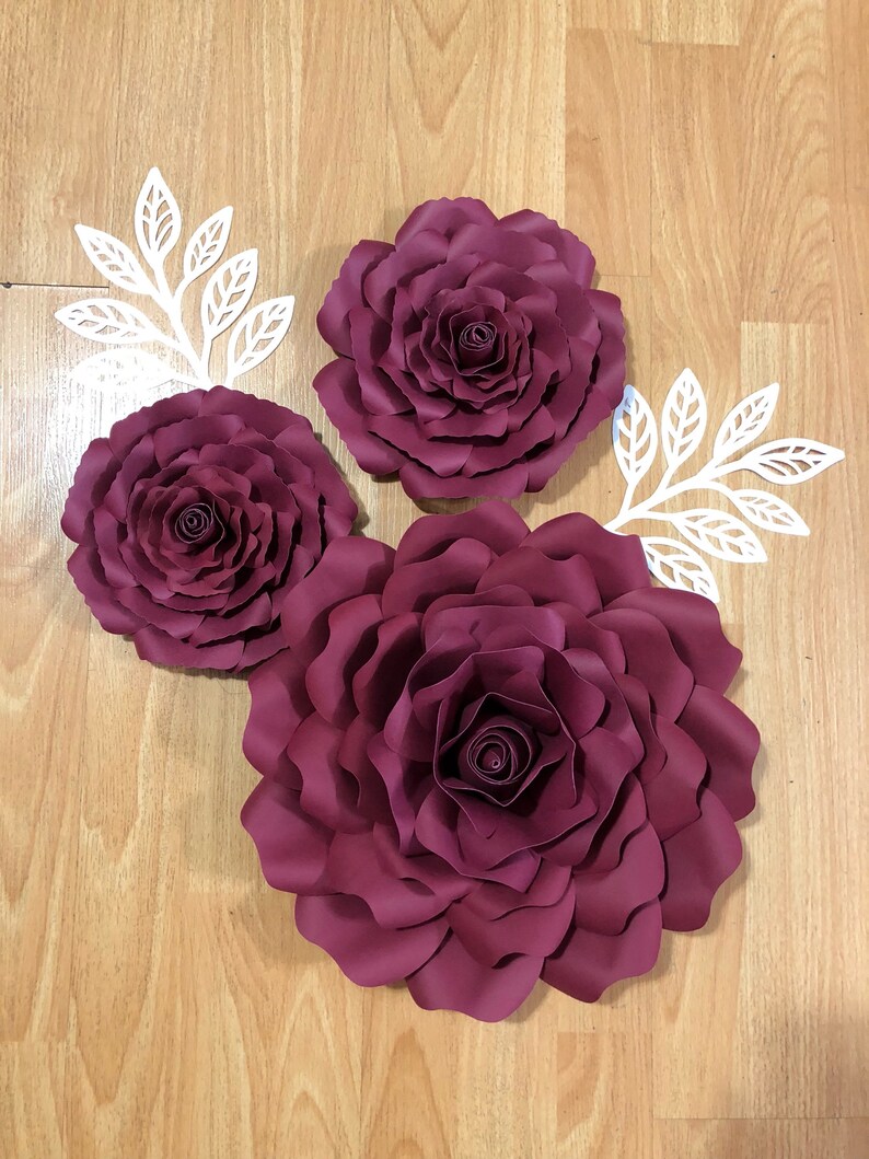 Burgundy Paper Flower Set - Etsy