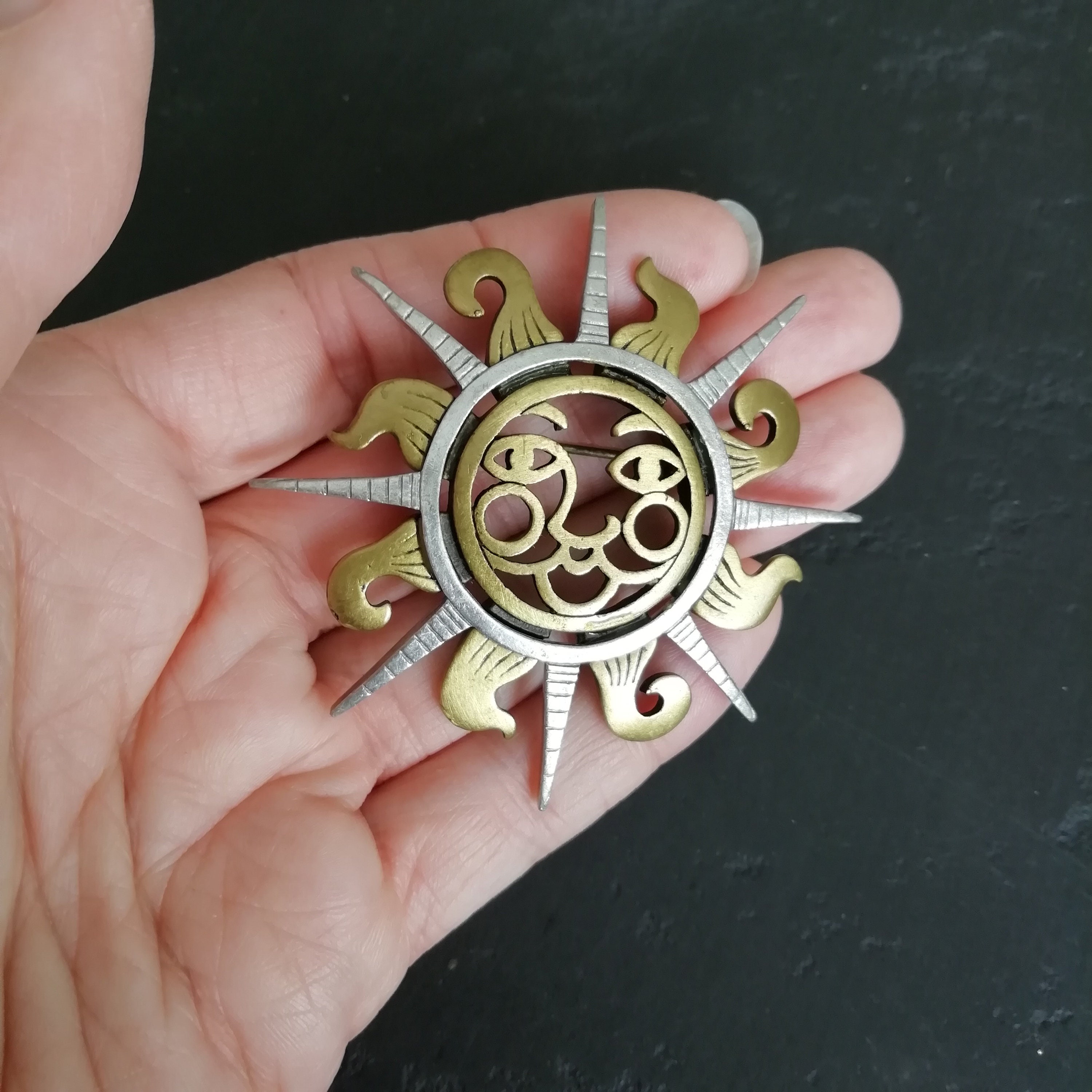 RETRO Celestial SUN Pin JJ Pewter Brooch Vintage Sun Brooch - Etsy UK