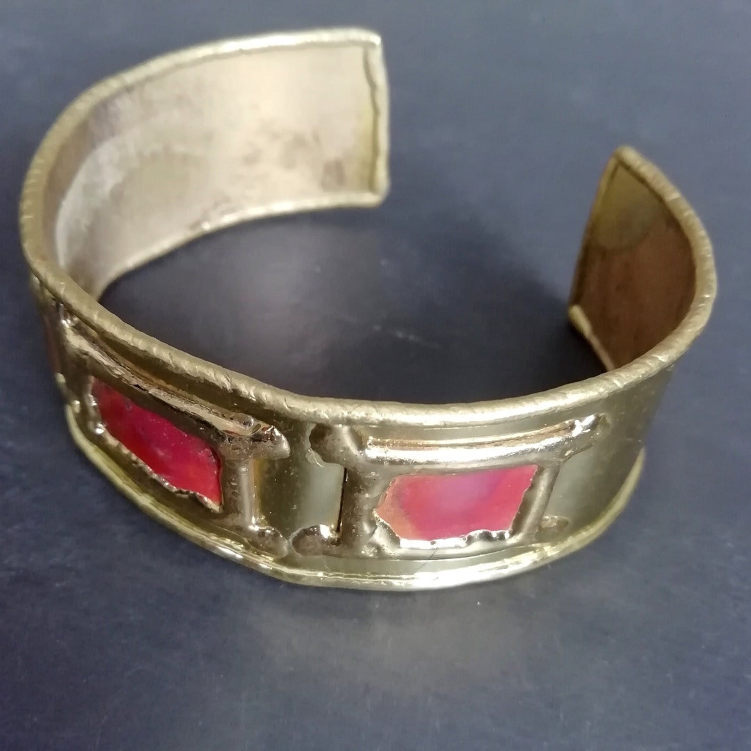 70s Boho BRASS Open Cuff Bangle Copper Cuff Bracelet - Etsy