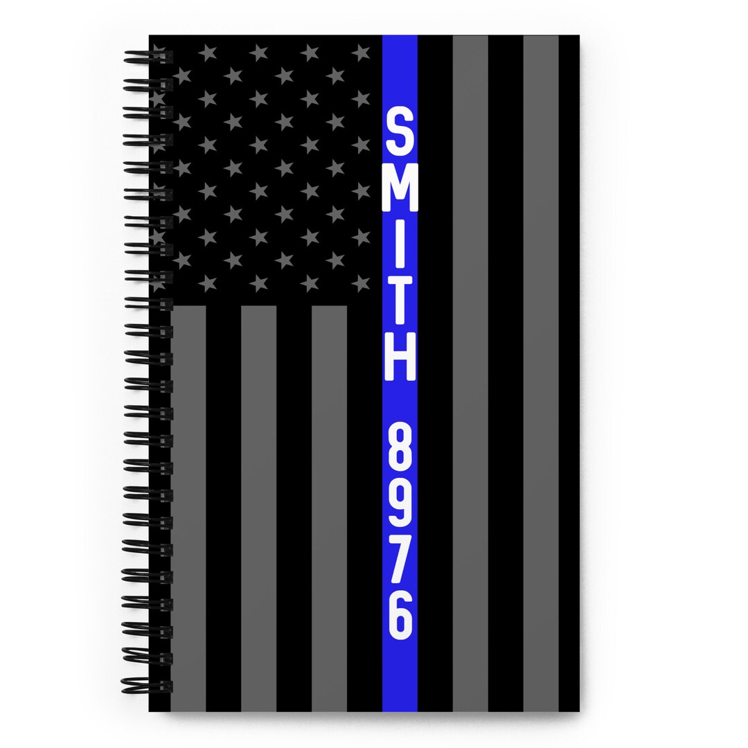 Personalized | Thin Blue Line | Spiral Notebook | American Flag ...