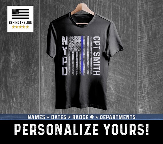 Nypd Blue Line Shirts NYPD Mens T Shirt Thin Blue Line American Flag