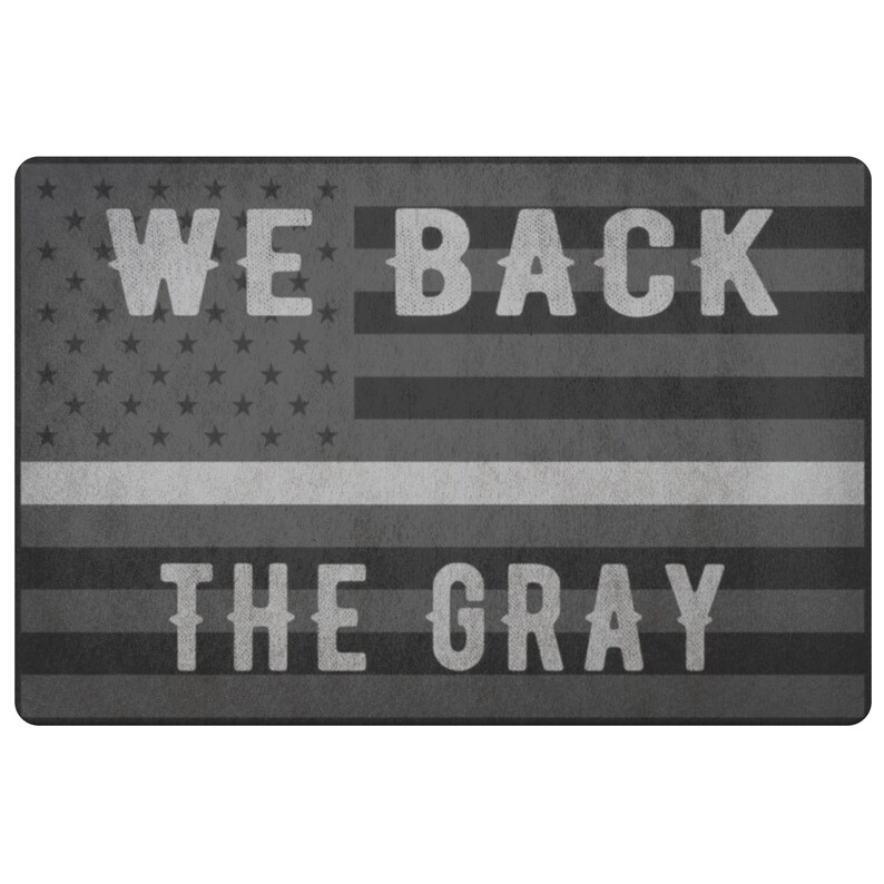 We Back the Gray Thin Gray Line Thin Silver Line Doormat - Etsy