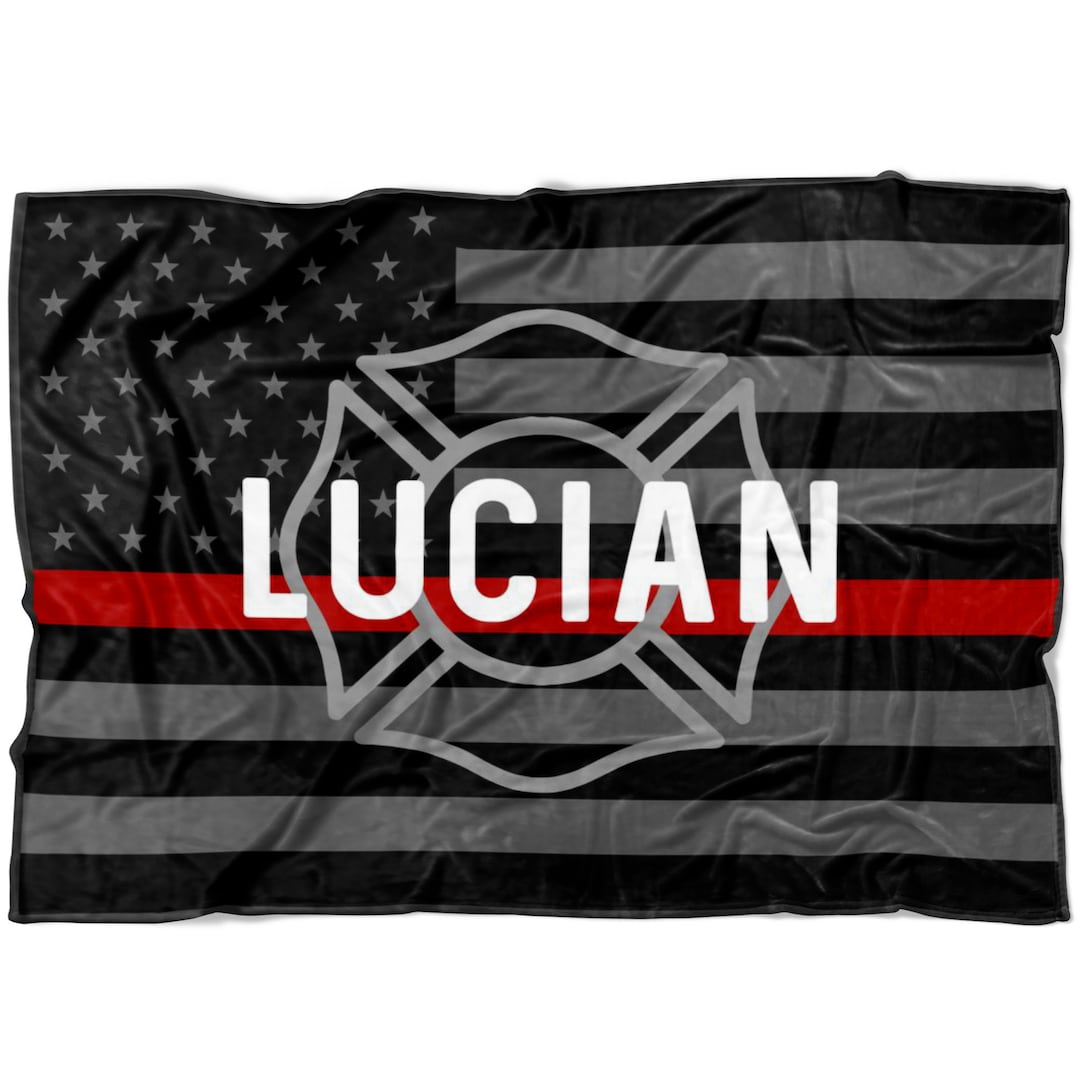 Customizable Thin Red Line Fleece Blanket Firefighter Gift Paramedic ...