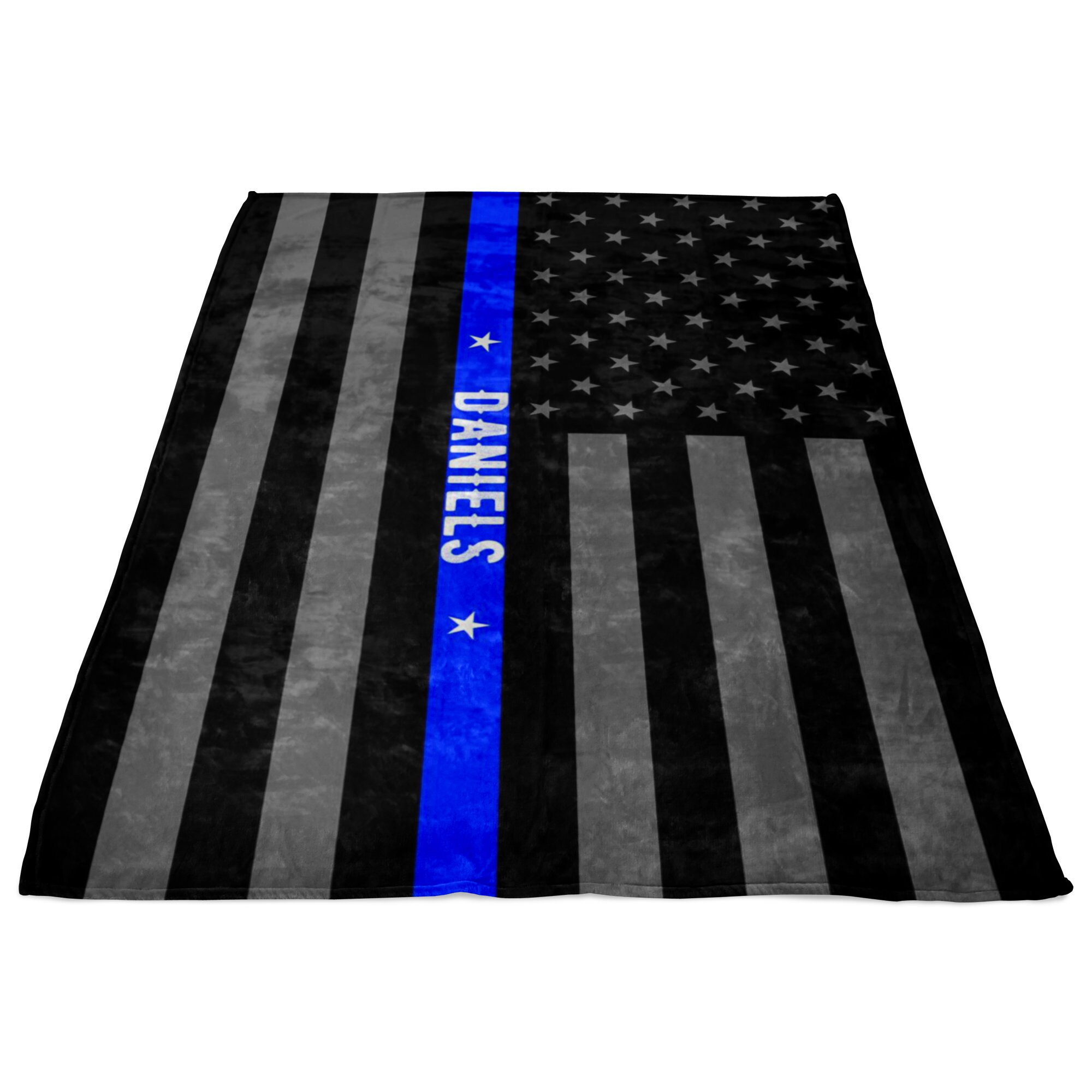 Personalized | Thin Blue Line | American Flag | Fleece Blanket | Police ...