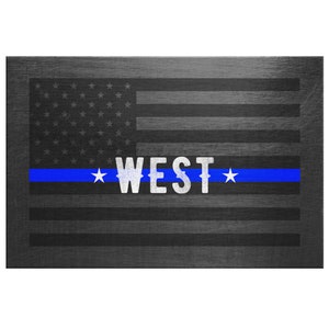 Customizable | West | Thin Blue Line | American Flag | Canvas Wall Art ...